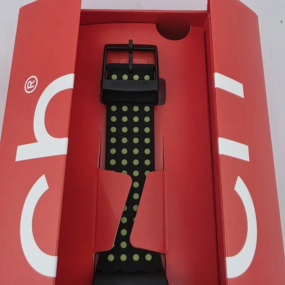 Swatch | Accessories | Swatch Punti Gialli Black Silicone Watch Green ...